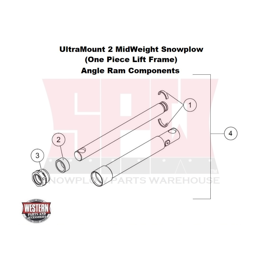 UltraMount 2 MidWeight Plow Angle Ram Components | Snowplow Parts Warehouse