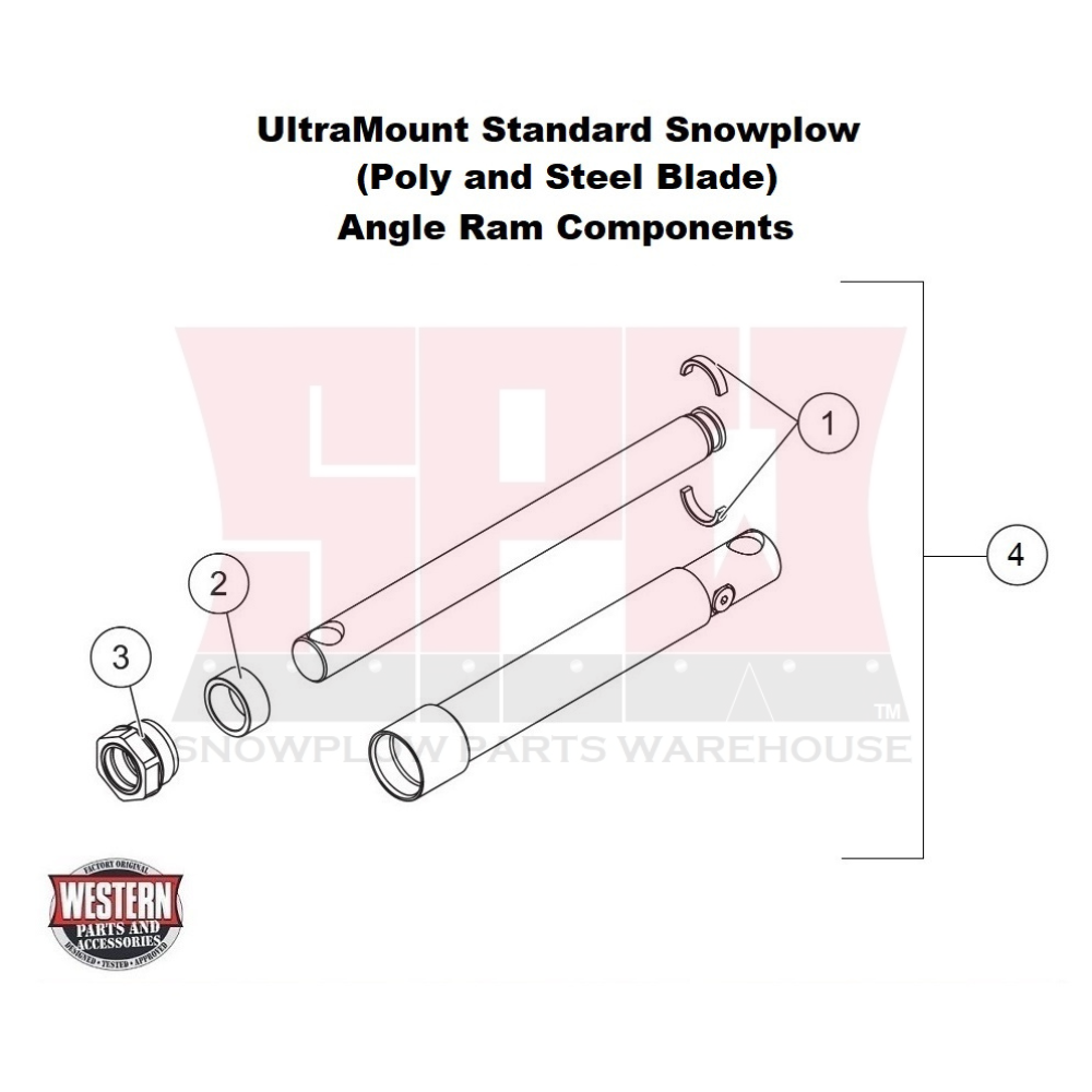 UltraMount Standard Plow Angle Ram Components | Snowplow Parts Warehouse