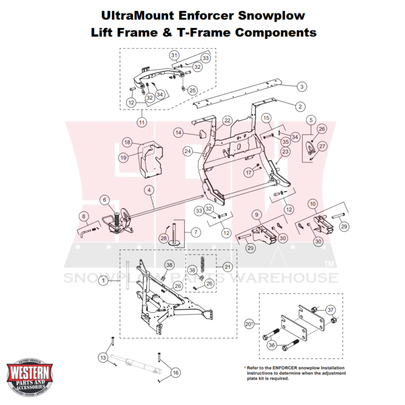 UltraMount 2 Enforcer Lift Frame & T-Frame Components | Snowplow Parts ...