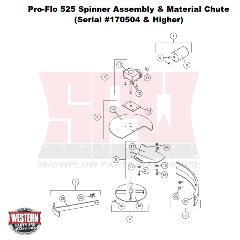 Western Pro Flo 525 Spinner Assembly & Material Chute | Snowplow Parts ...