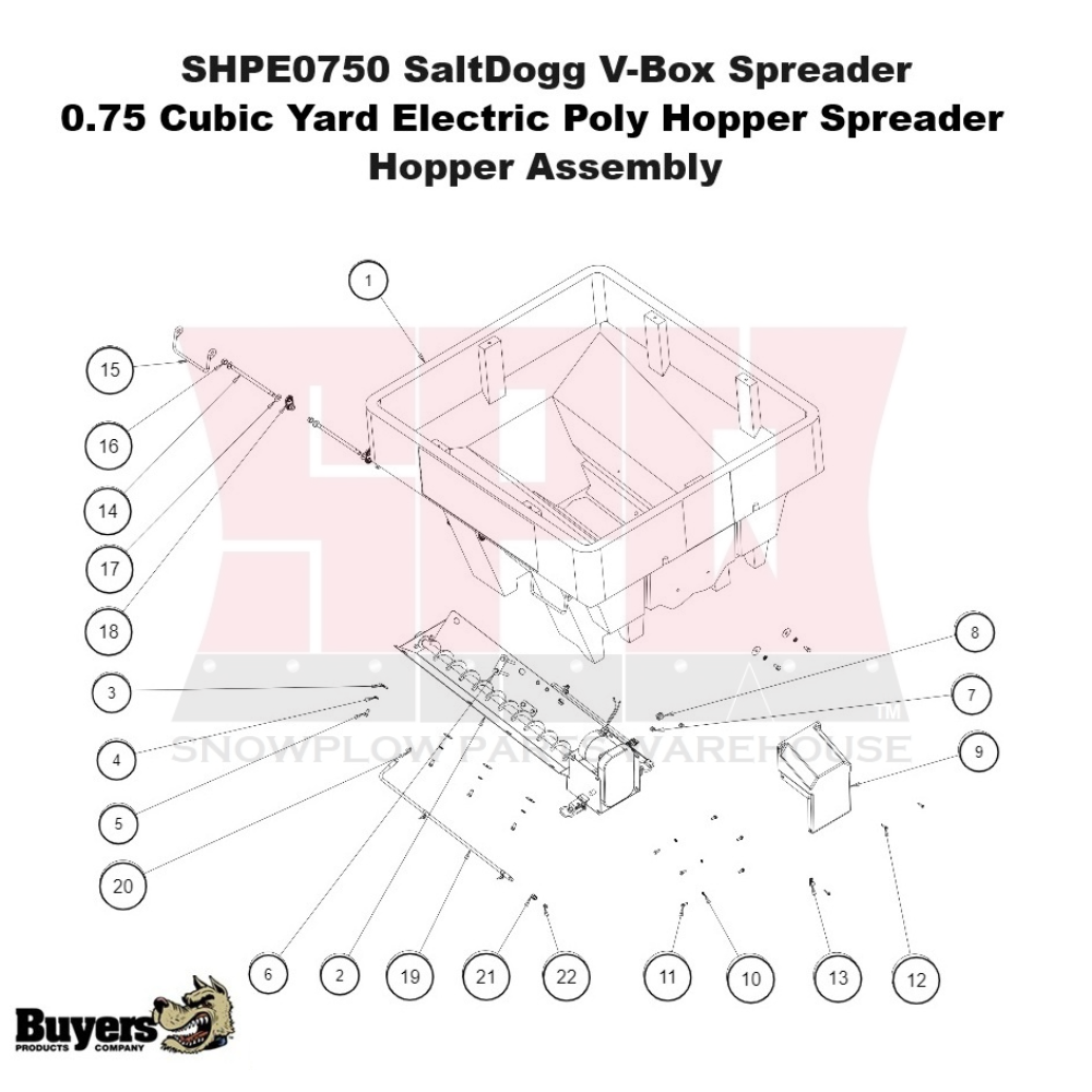 SHPE0750 HOPPER ASSEMBLY | Snowplow Parts Warehouse