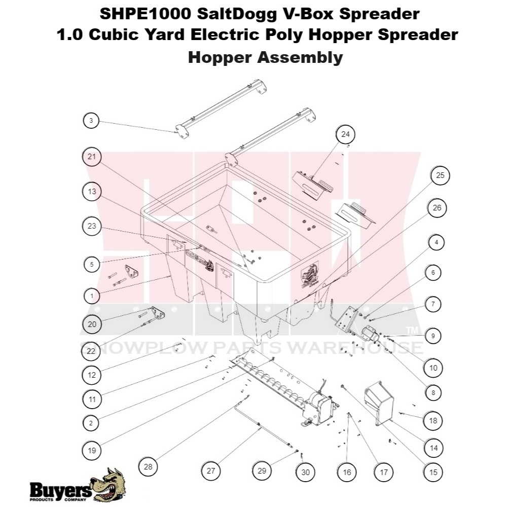 SHPE1000 HOPPER ASSEMBLY | Snowplow Parts Warehouse