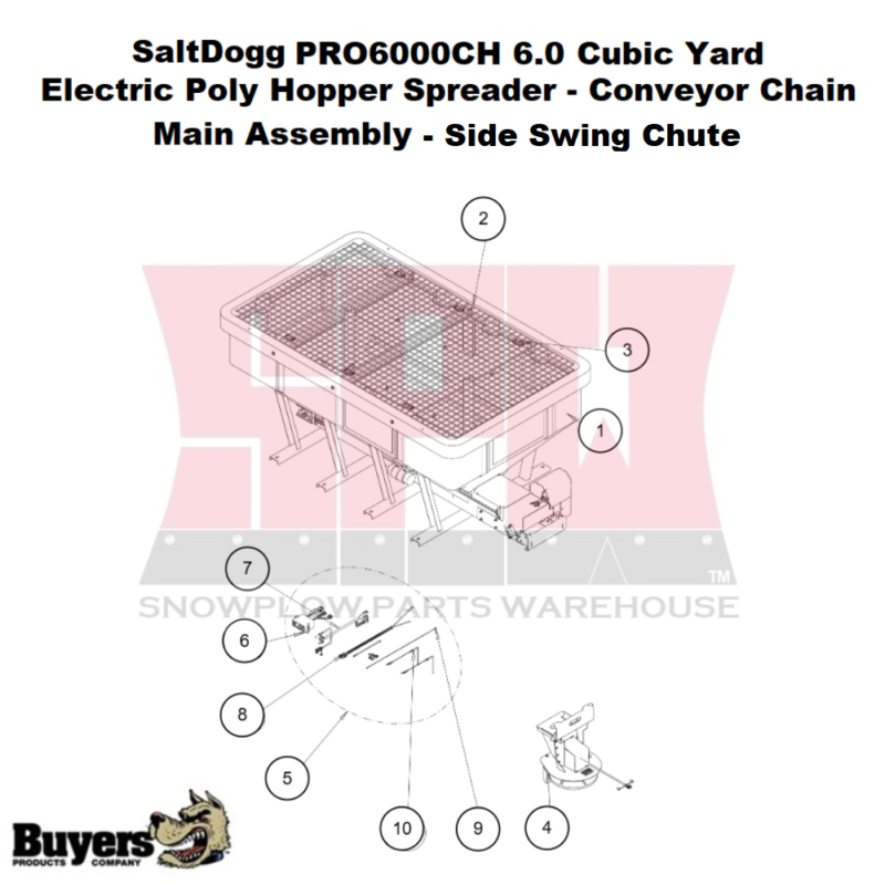 SALTDOGG PRO6000CH MAIN ASSEMBLY, SIDE SWING CHUTE | Snowplow Parts ...